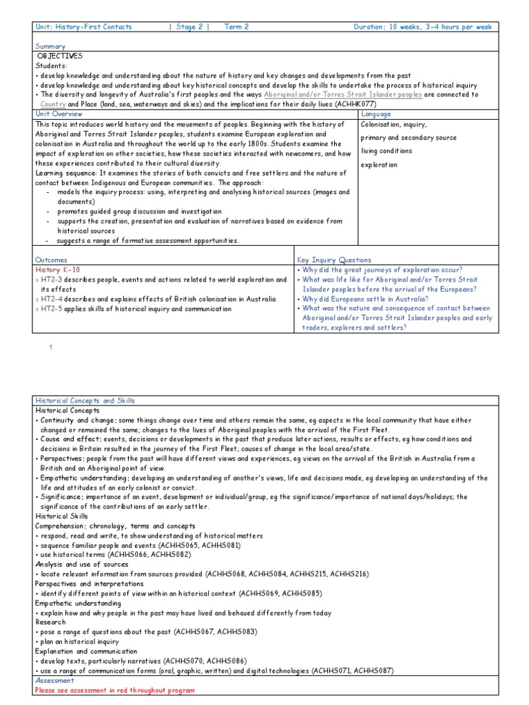 Stage 2 History First Contacts | PDF | Indigenous Australians ...