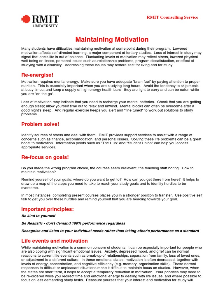 Maintaining Motivation | PDF | Motivation | Motivational