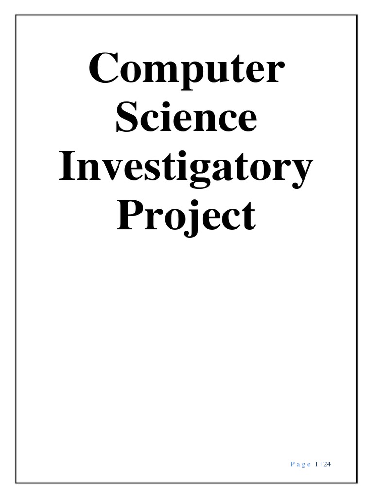 Computer Science Investigatory Project | PDF | Class (Computer ...