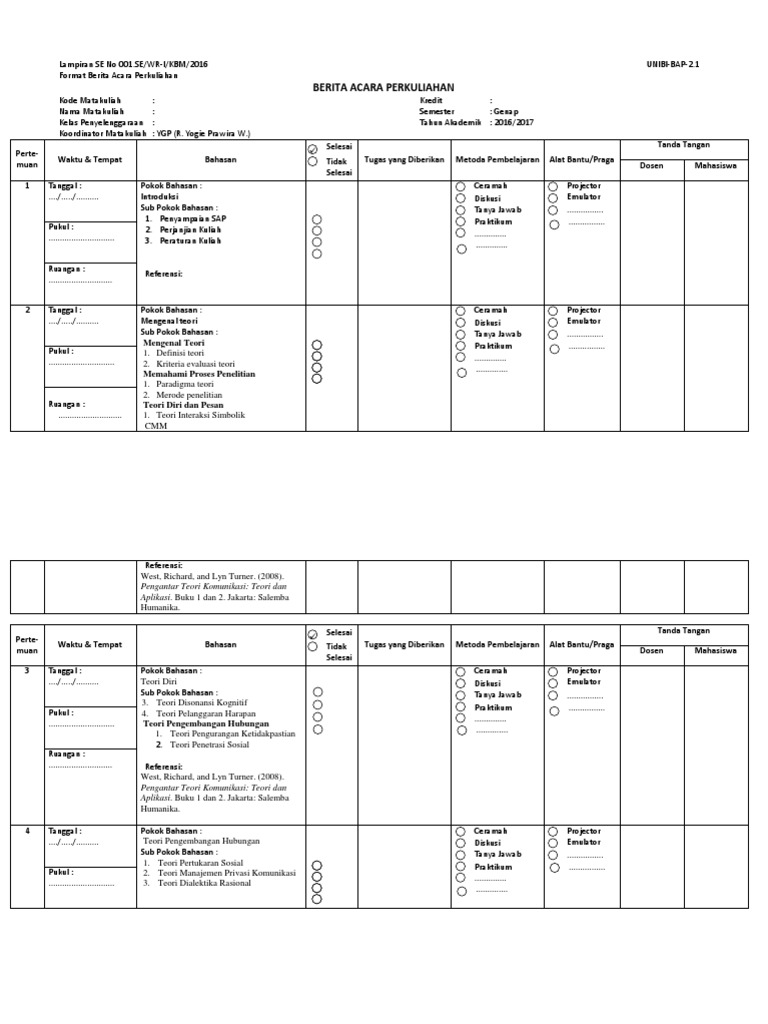 BAP Mata Kuliah | PDF