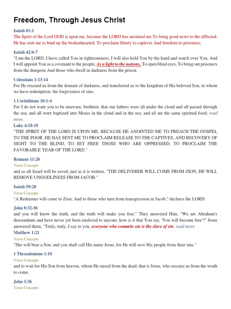 Freedom, Through Jesus Christ: As A Light To The Nations | PDF ...