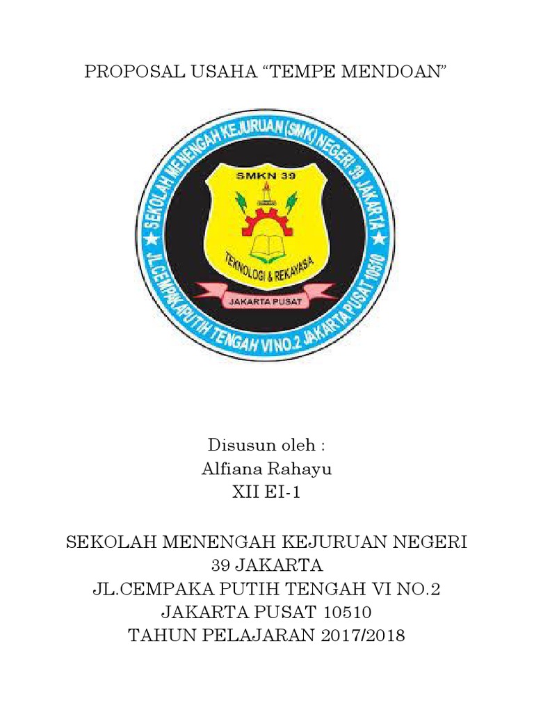 Proposal Usaha Tempe Mendoan Kreatif | PDF | Kesehatan Holistik | Teknologi & Rekayasa