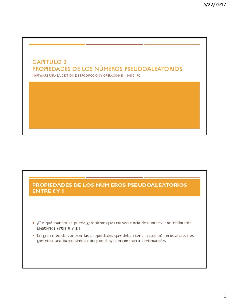 Capítulo 2 - Propiedades de Los Números Pseudoaleatorios | PDF ...