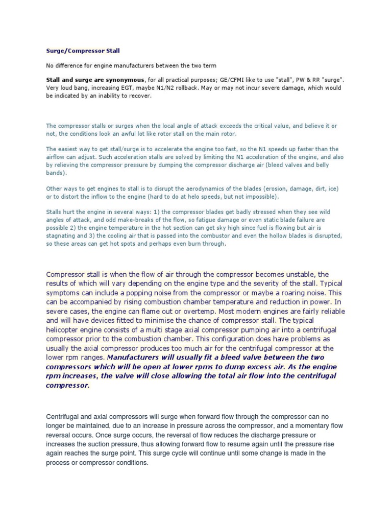 Understanding Compressor Stall and Surge in Turboshaft Engines | PDF ...