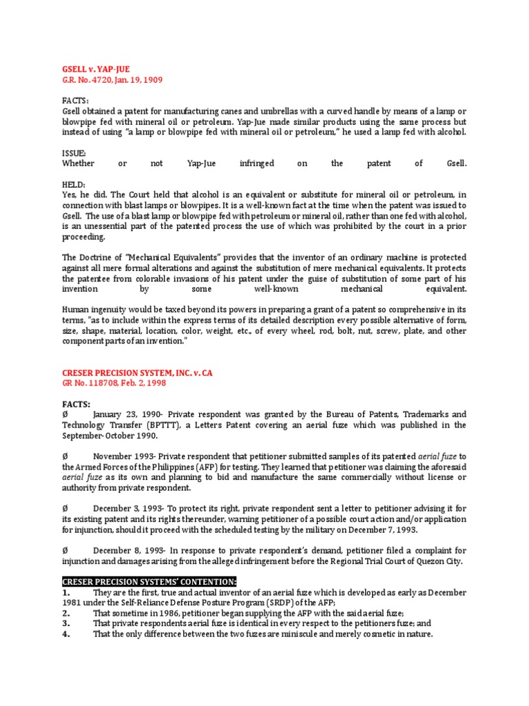 Compiled Cases Patents | Download Free PDF | Patent | Patent Infringement
