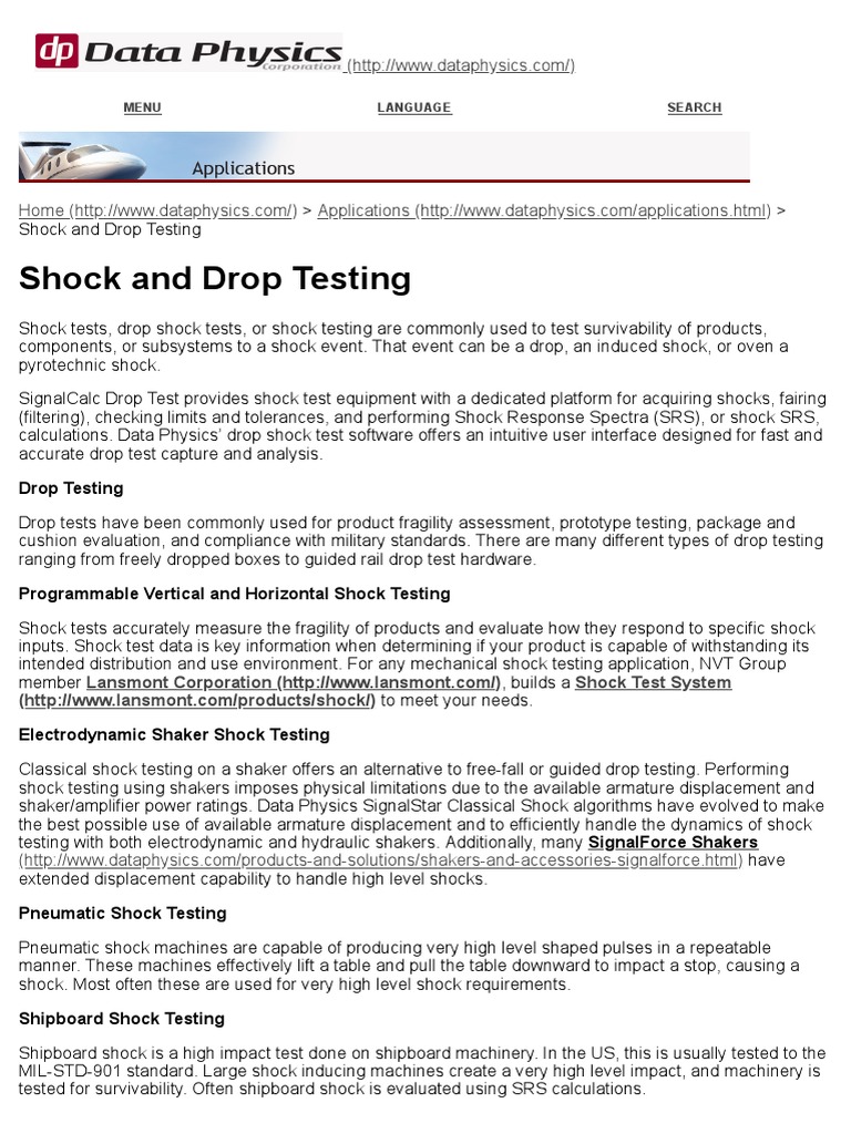 Drop and Shock Acquisition - Shock and Drop Testing - Drop Shock Tests ...
