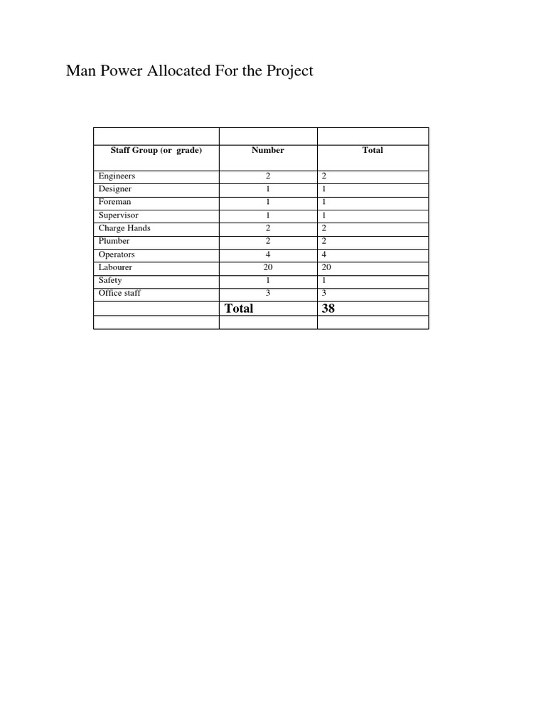 Man Power Allocated For The Project: Total 38 | PDF