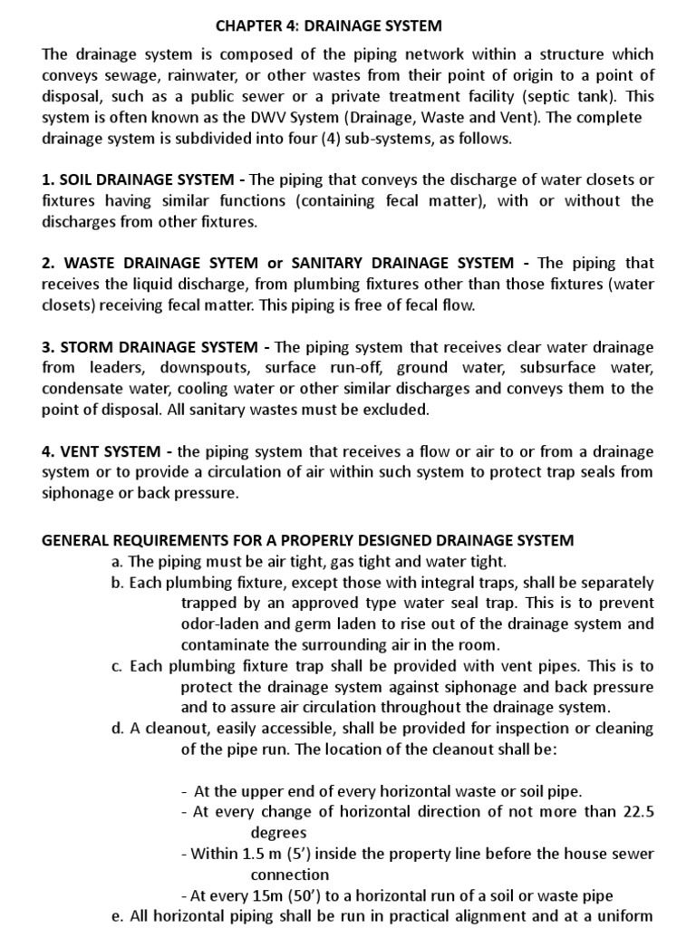 Chapter 4 Drainage System | PDF | Sanitary Sewer | Plumbing