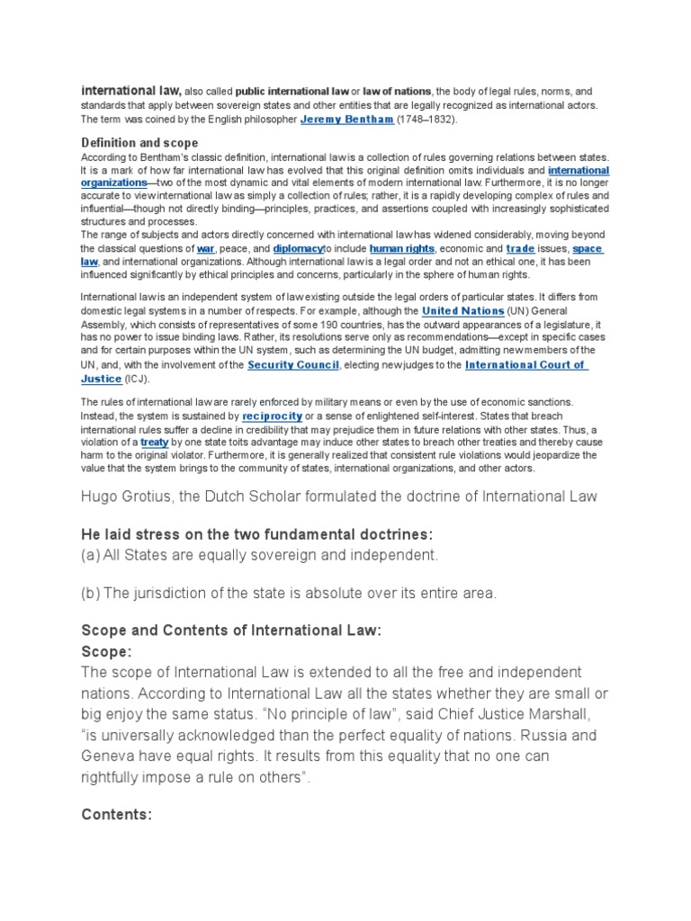 International Law: Definition and Scope | PDF | International Law ...