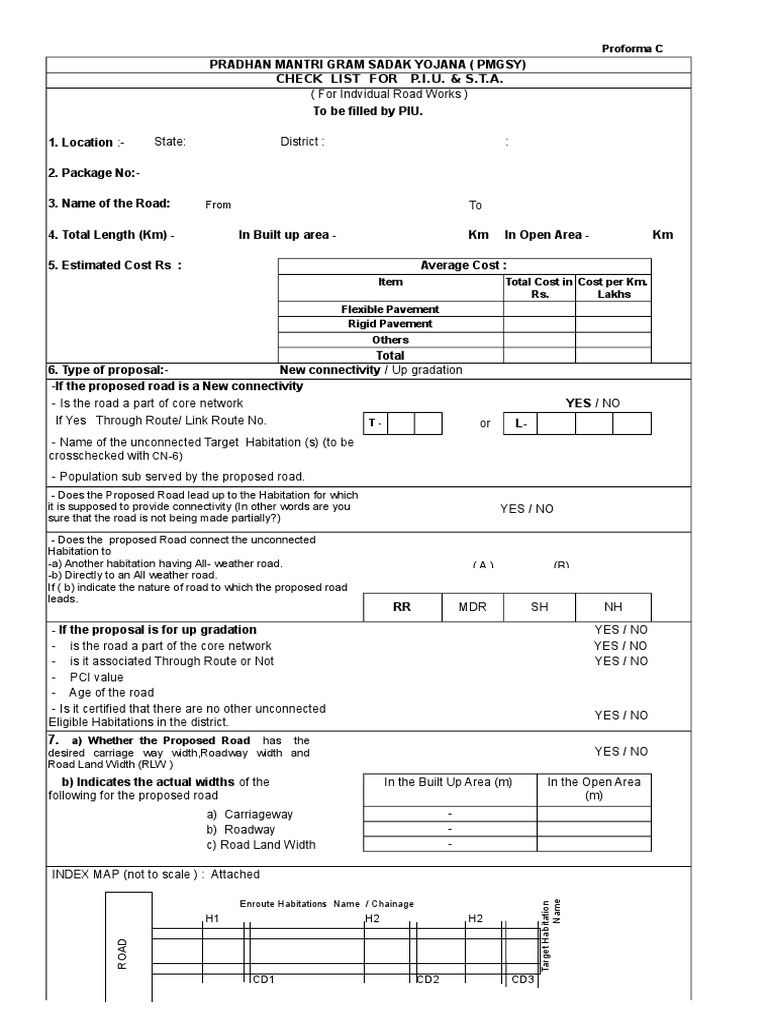 Proforma C: Enroute Habitations Name / Chainage | PDF | Road | Road Surface
