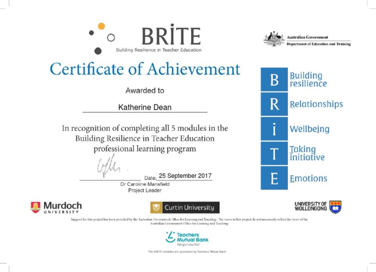 Brite Certificate | PDF