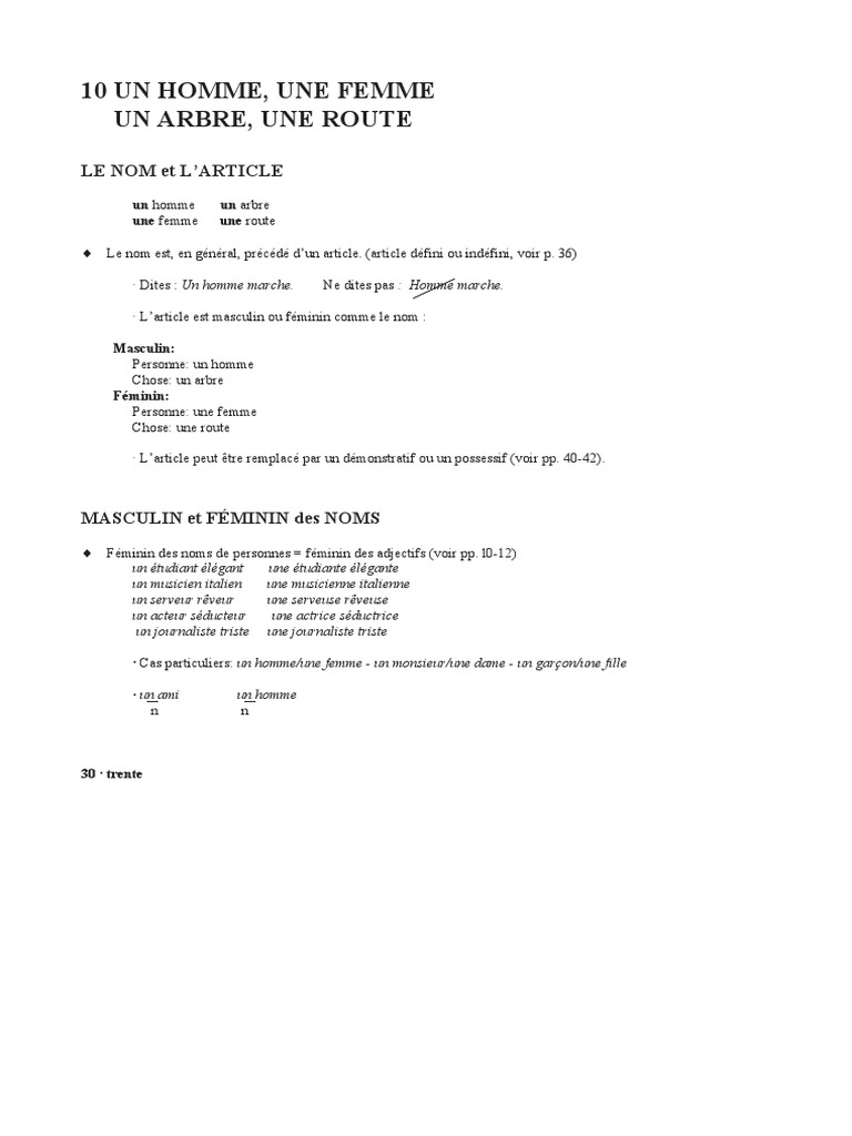 Guide des Articles et Genres en Français | PDF | Genre grammatical ...