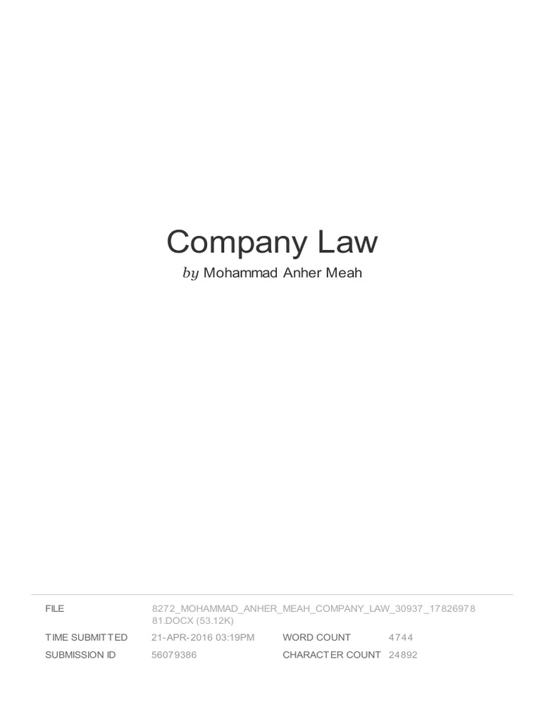 Company Law | PDF