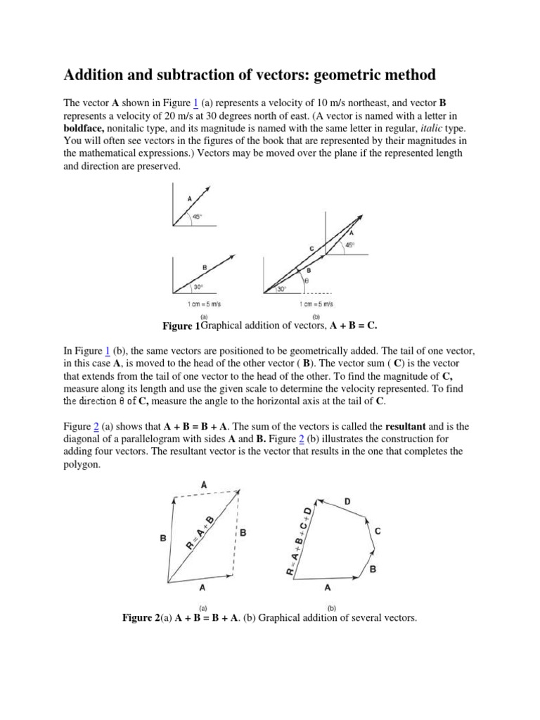 Addition and Subtraction of Vectors | PDF | Euclidean Vector | Acceleration