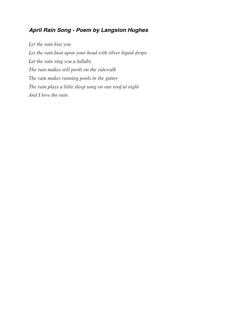 April Rain Song - Poem by Langston Hughes | PDF
