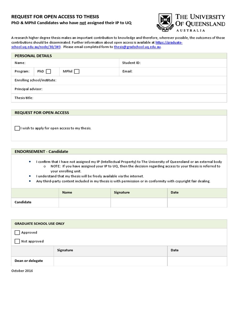 Request Open Access | PDF | Thesis | Intellectual Property
