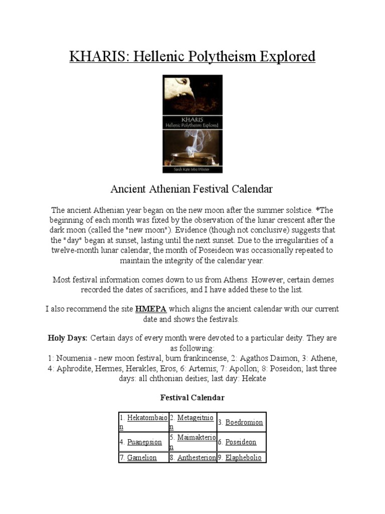 Kharis: Hellenic Polytheism Explored: Ancient Athenian Festival ...