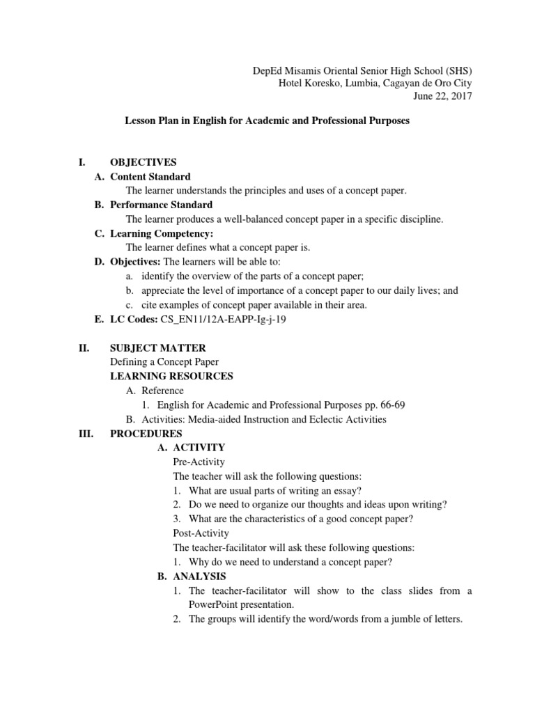 DLP - Eaap | PDF | Concept | Lesson Plan