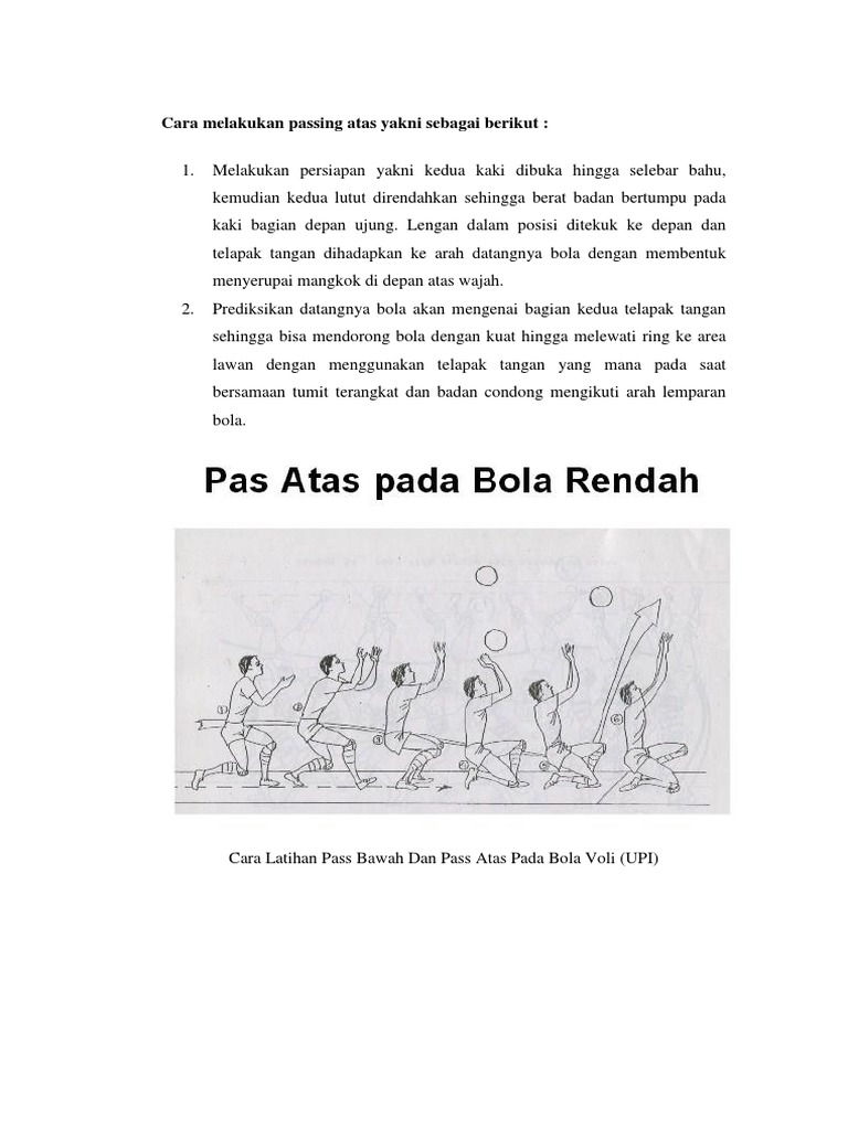 Cara Melakukan Passing Atas Yakni Sebagai Berikut | PDF