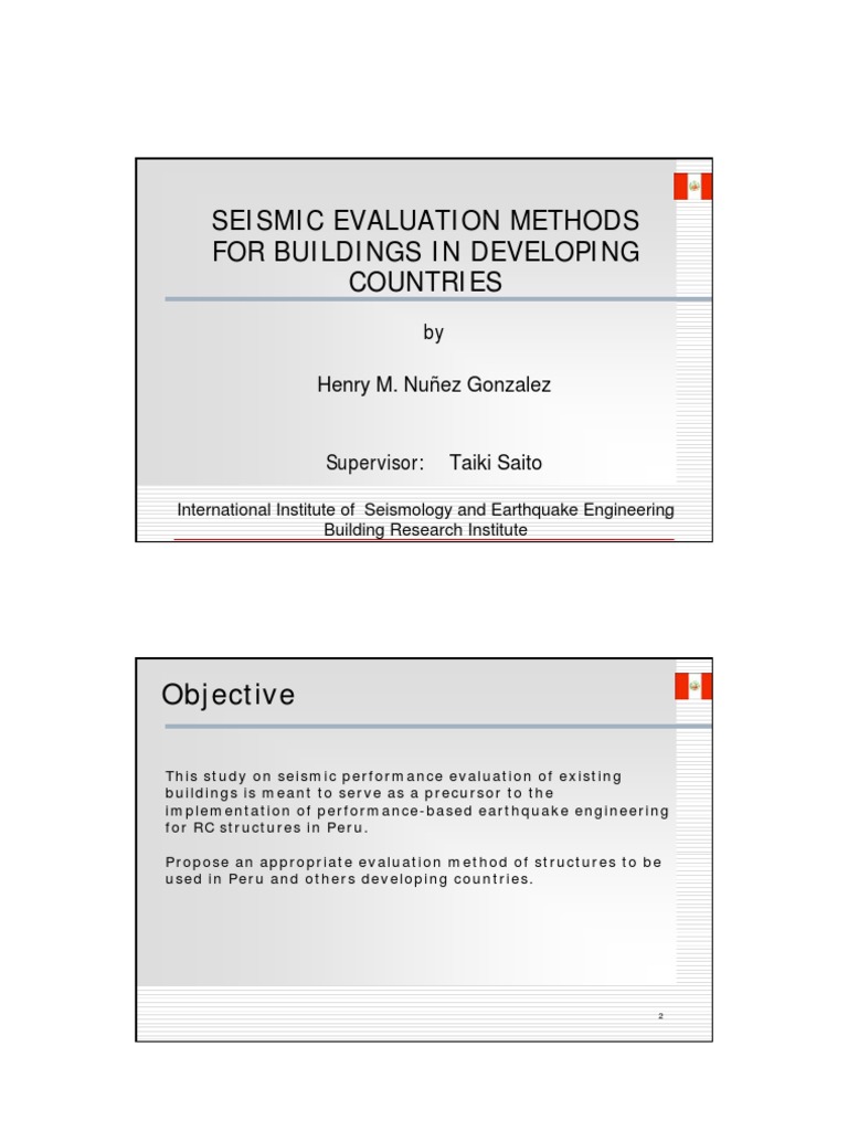 Seismic Evaluation Methods For Buildings in Developing Countries | PDF ...