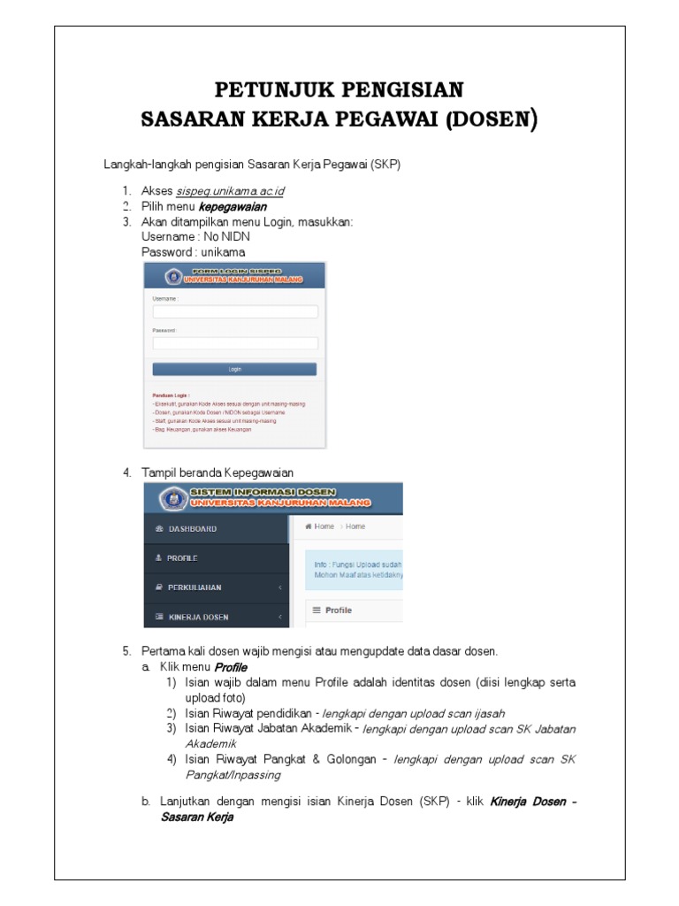 Petunjuk Pengisian SKP Dosen Unikama PDF | PDF