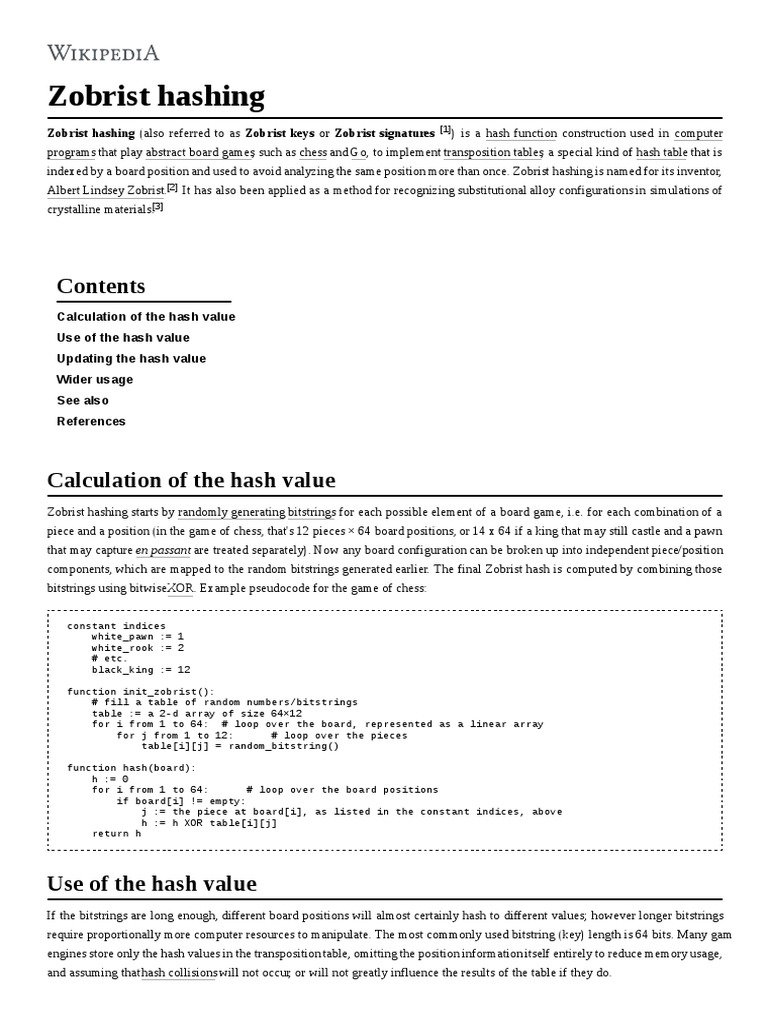 Zobrist Hashing: Zobrist Hashing (Also Referred To As Zobrist Keys or ...