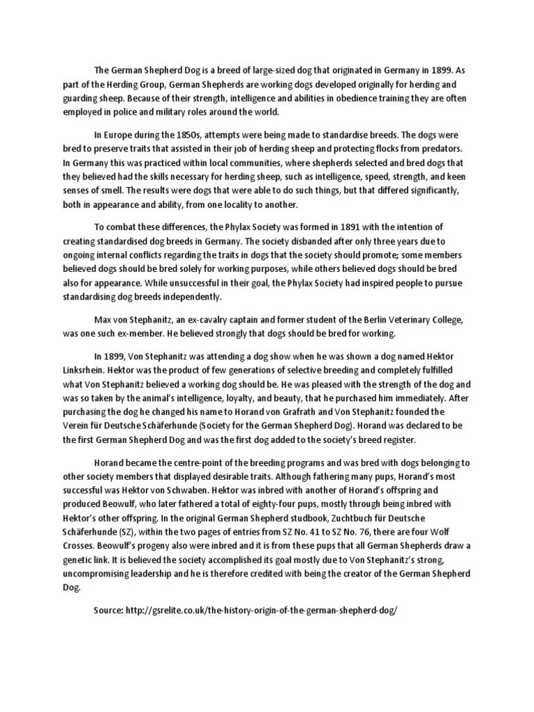 History and Origin of German Shepherds | PDF | German Shepherd | Animal ...