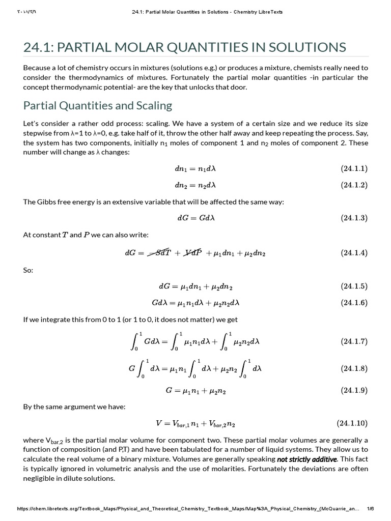 24.1 - Partial Molar Quantities in Solutions - Chemistry LibreTexts ...