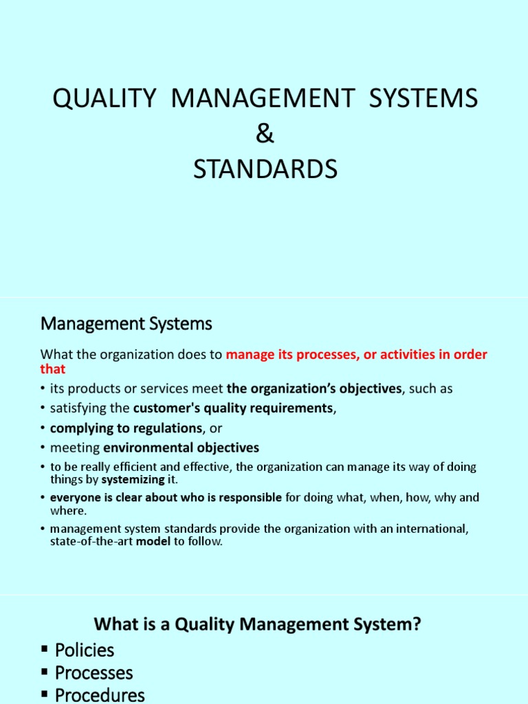 Quality Management Systems & Standards | PDF | Iso 9000 | Quality ...