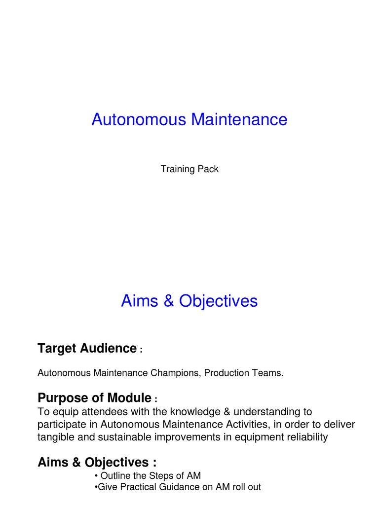 Autonomous Maintenance | PDF | Machines | Reliability Engineering