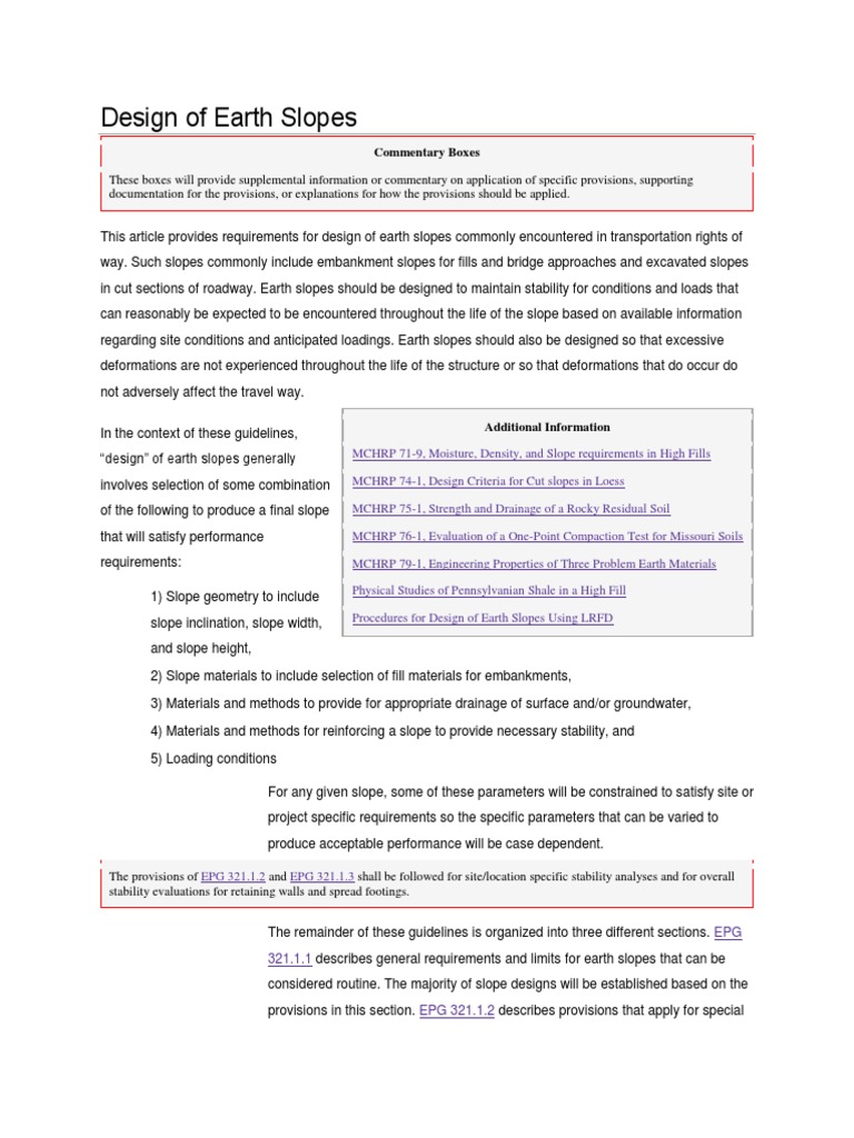 Design of Earth Slopes | PDF | Strength Of Materials | Geotechnical ...