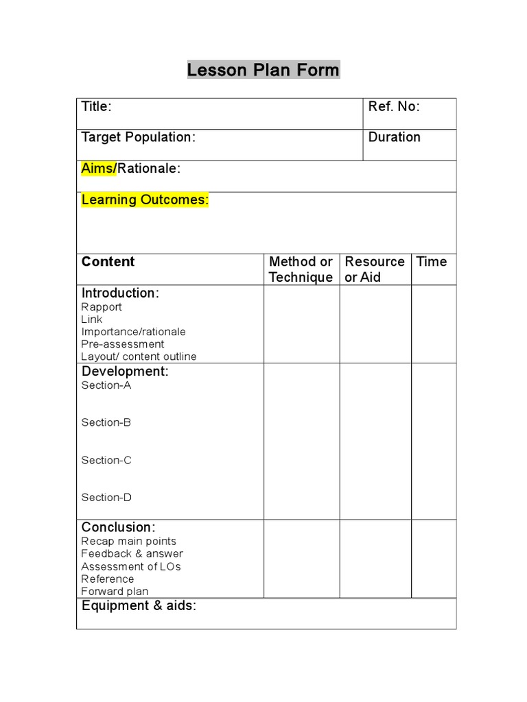 Comprehensive Lesson Plan Template | PDF