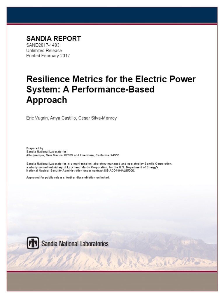 Resilience Metrics For The Electric Power System: A Performance-Based ...