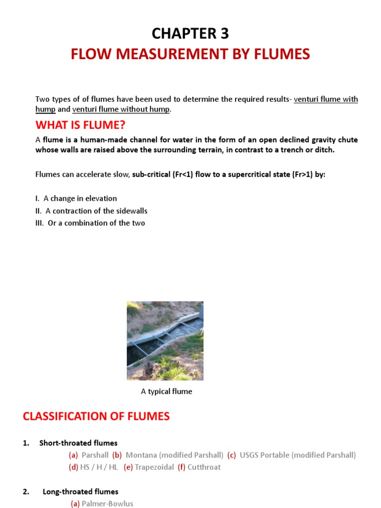 Flow Measurement by Flumes | PDF | Fluid Dynamics | Liquids