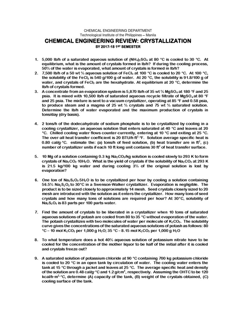 Crystallization Problems | PDF | Crystallization | Solubility