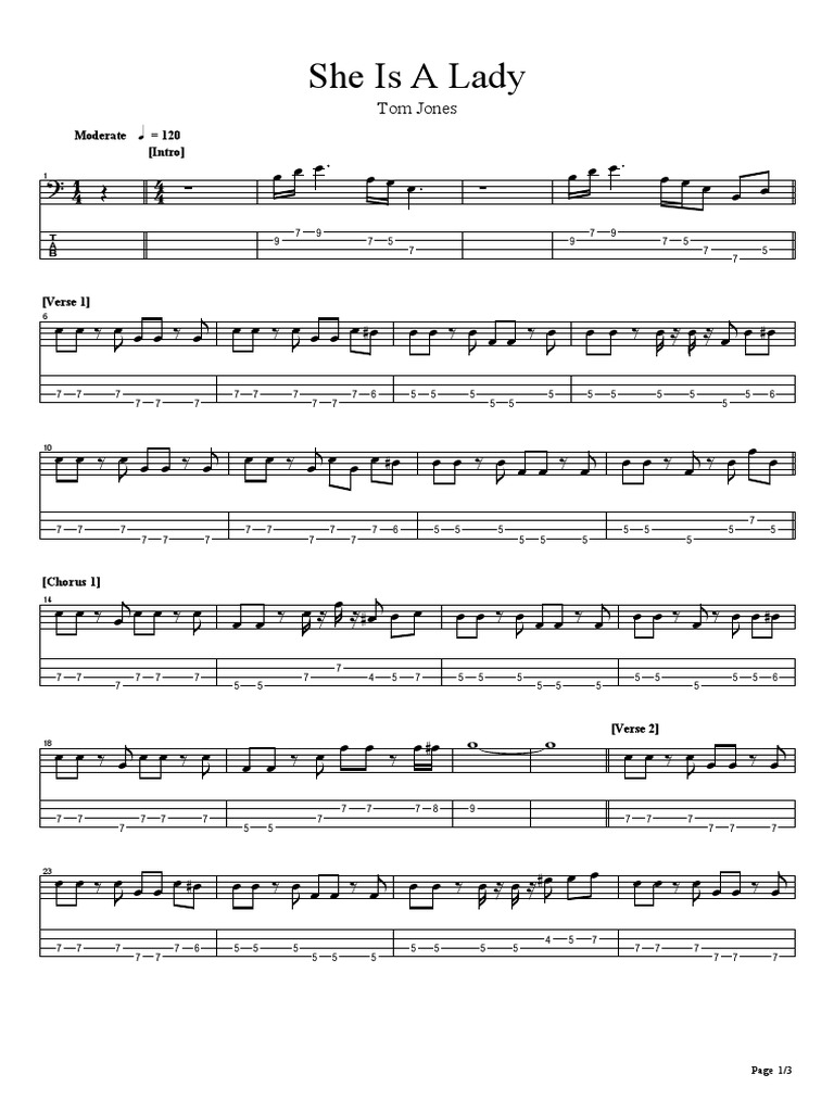 Tom Jones - Shes A Lady (guitar pro tab).pdf | Musical Forms | Songs