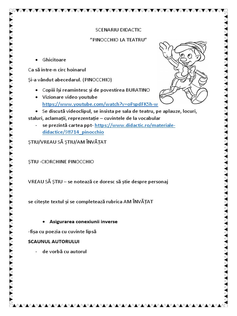 Scenariu Didactic Pinocchio | PDF