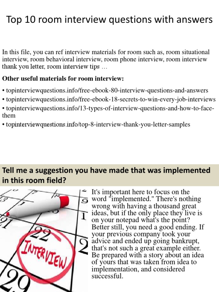 Top 10 Room Interview Questions With Answers | PDF | Job Interview ...