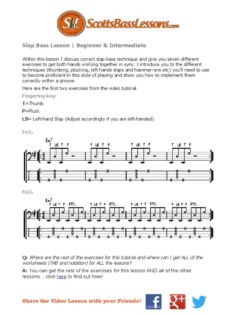 Scottsbasslessons Slap Lesson PDF | PDF