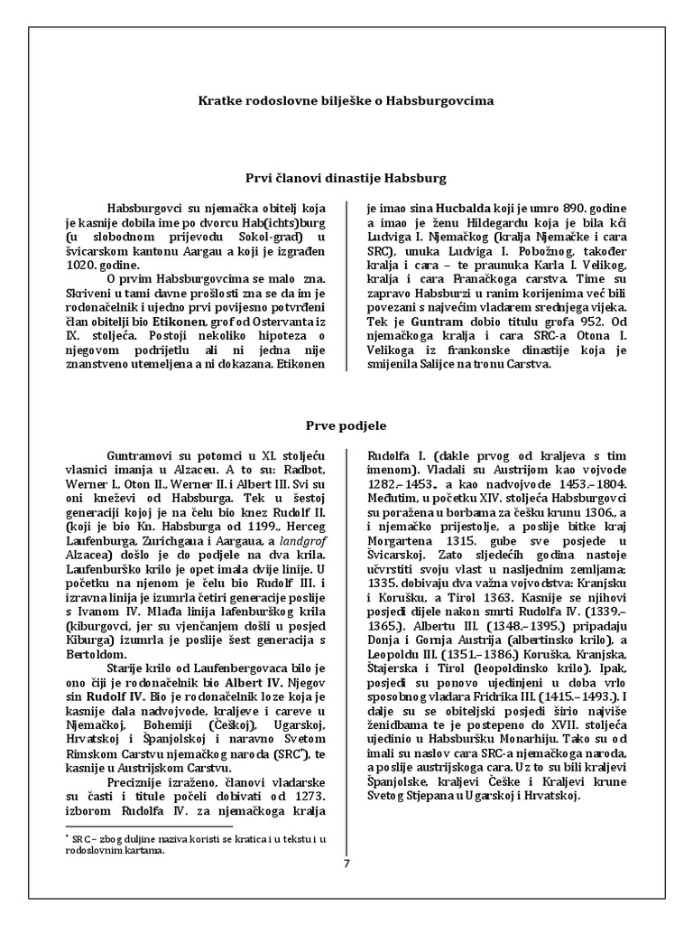 Kratke Biografije Habsburgovaca | PDF