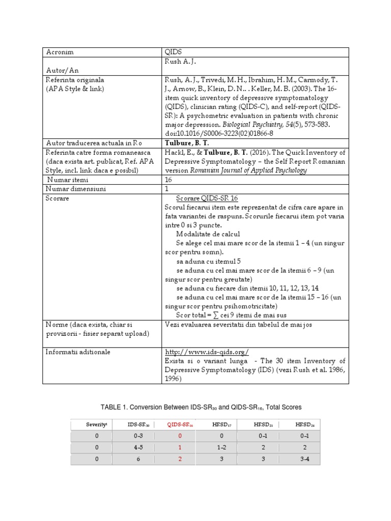 Qids Info | PDF | Psychiatric Diagnosis | Psychology