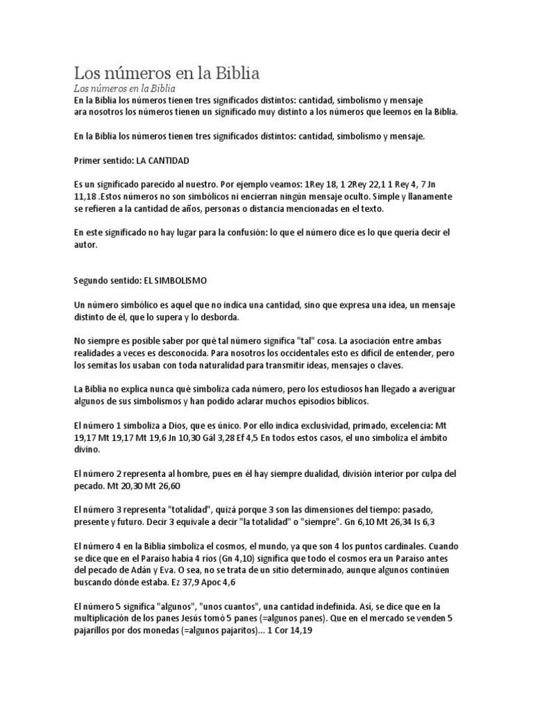 Los Números en La Biblia | PDF | Moisés | Libro de revelación