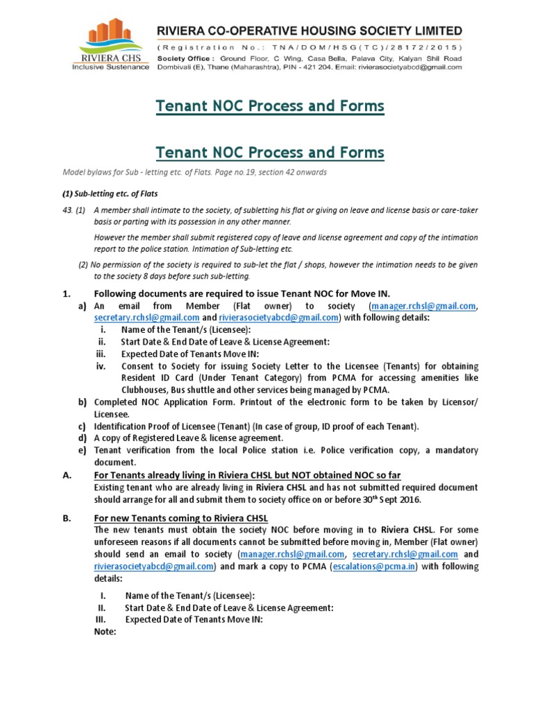 Tenant NOC Process and Forms | Landlord | Lease