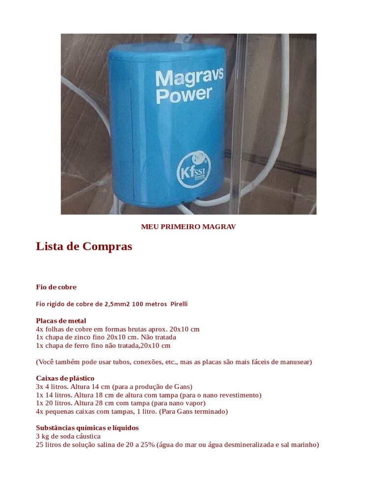 Tutorial Completo Pra Fabricação e Montagem Do Magrav v1 | PDF | Cobre ...