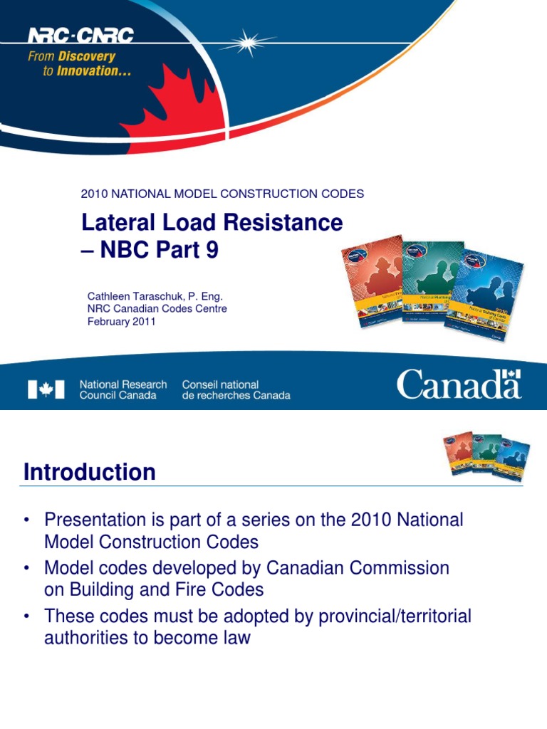 Lateral Load Resistance - NBC Part 9: 2010 National Model Construction ...