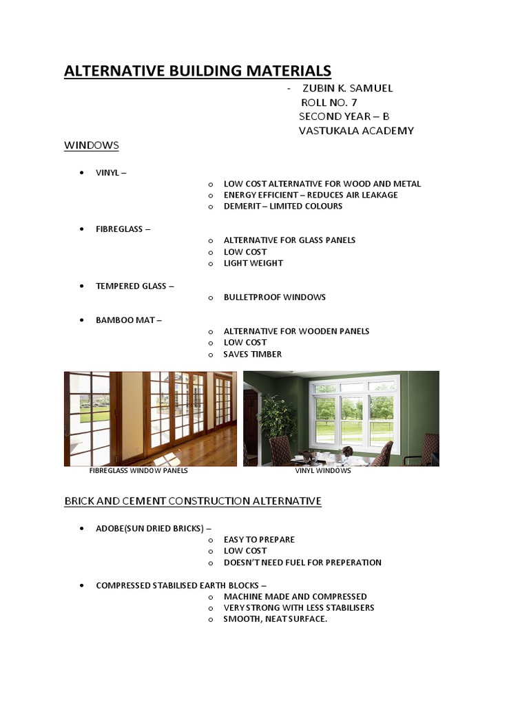 Alternative Building Materials Overview | PDF | Building Materials | Roof