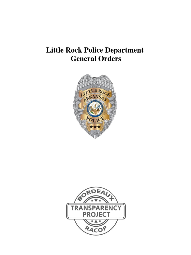 Little Rock Police Department General Orders | Military Rank | Law ...