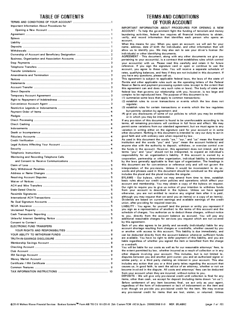 Account Disclosure Brochure | PDF | Overdraft | Cheque