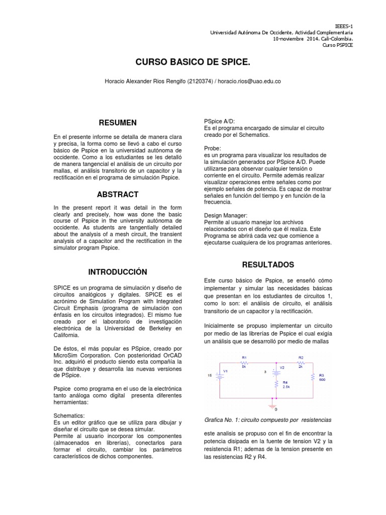 Curso Basico de Spice | PDF | especia | Condensador