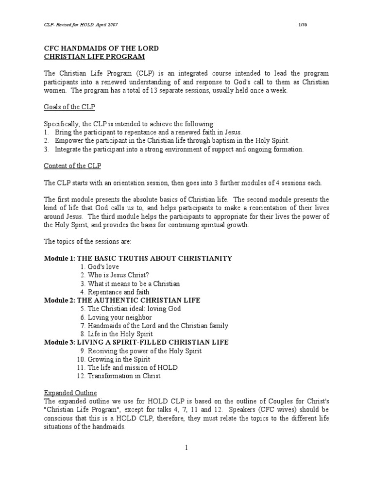 2.1 HOLD CLP Expanded Outlines - Updated For HOLD Use. April | PDF ...
